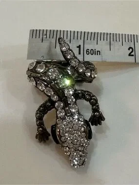 Jewelry | Vintage Silvertone Rhinestone Gecko Lizard Stretch Ring Y ...